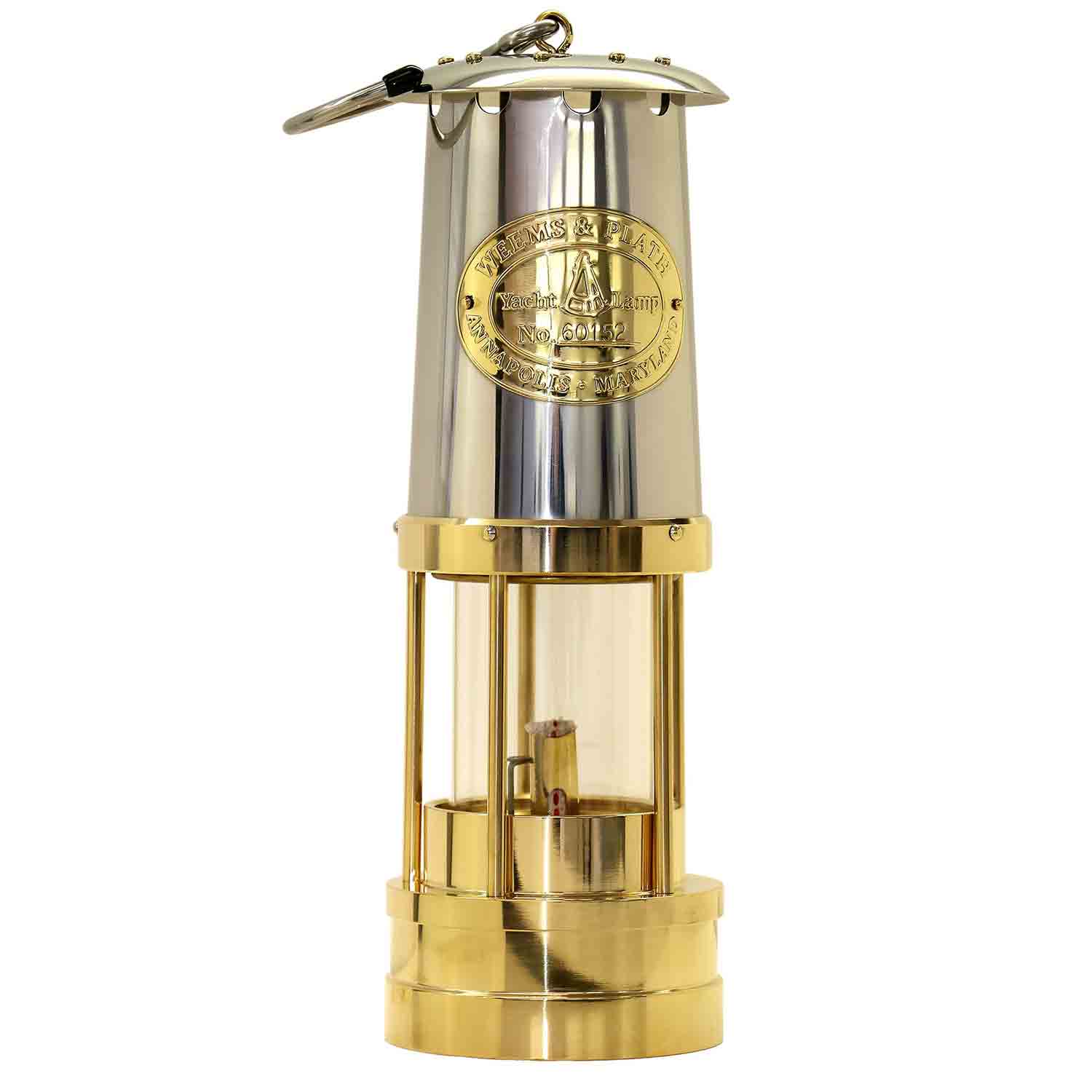 WEEMS & PLATH Brass Yacht Lamp with Stainless Steel Bonnet