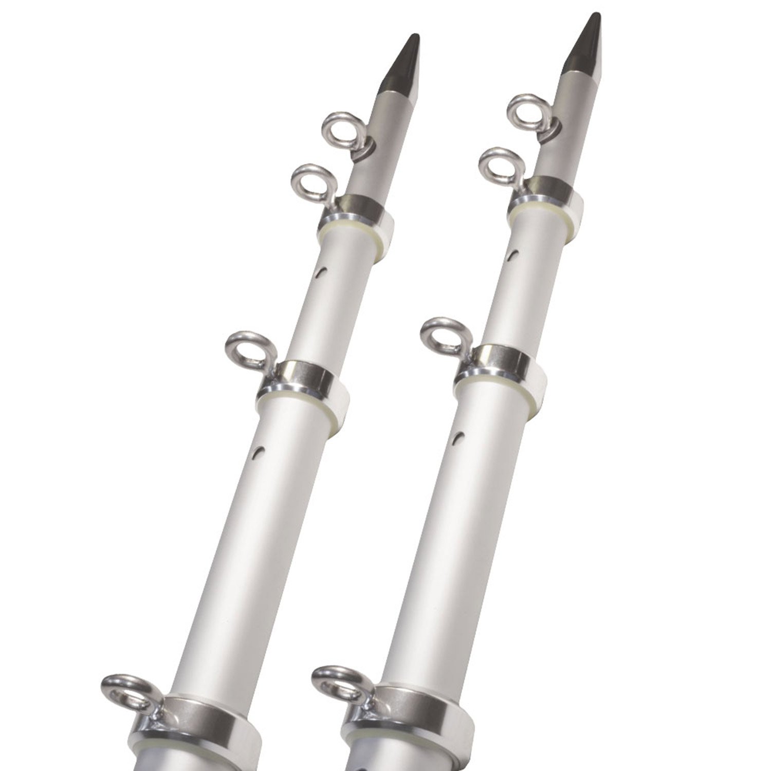 TACO MARINE OT Series Outriggers, Silver with Silver Ring Tips