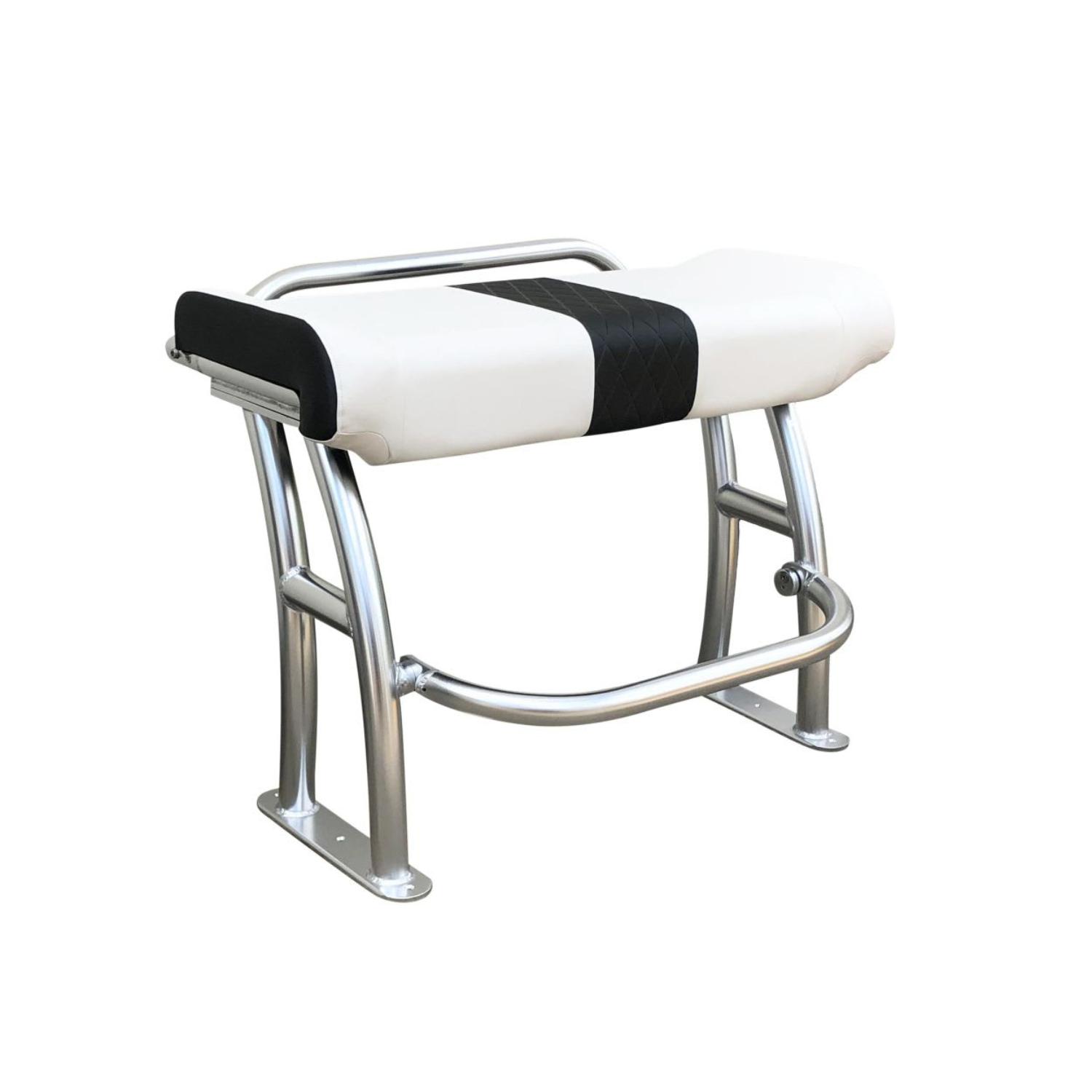 FISHMASTER Pro Series Leaning Post, Polished Frame, Grab Rail, White Upholstery