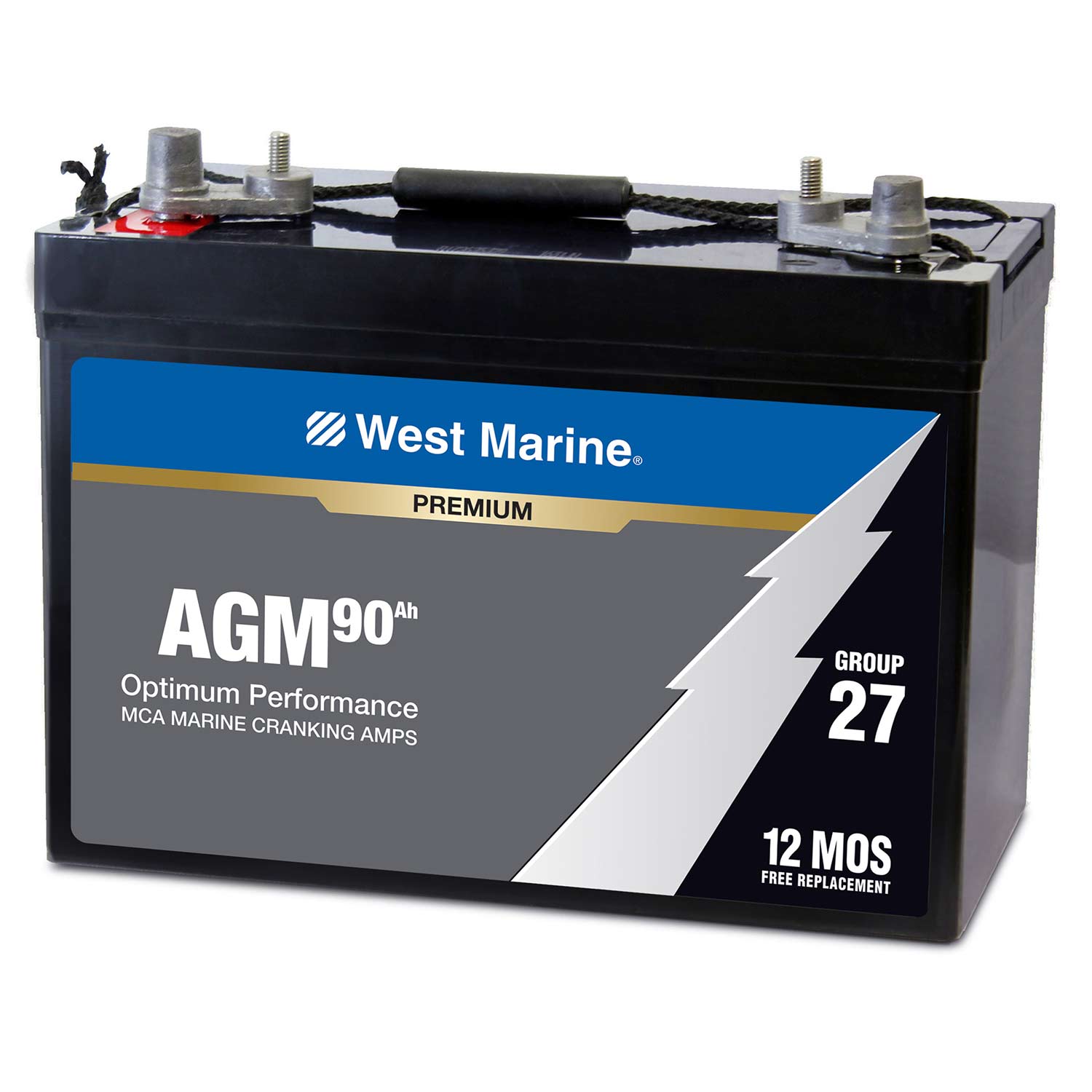 WEST MARINE Group 27 Dual-Purpose AGM Battery, 90 Amp Hours