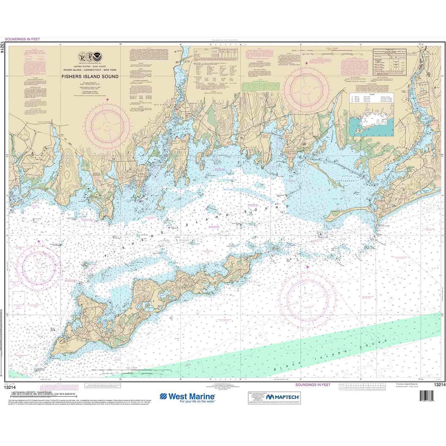 NOAA Maptech® NOAA Recreational Waterproof Chart-Fishers Island Sound ...