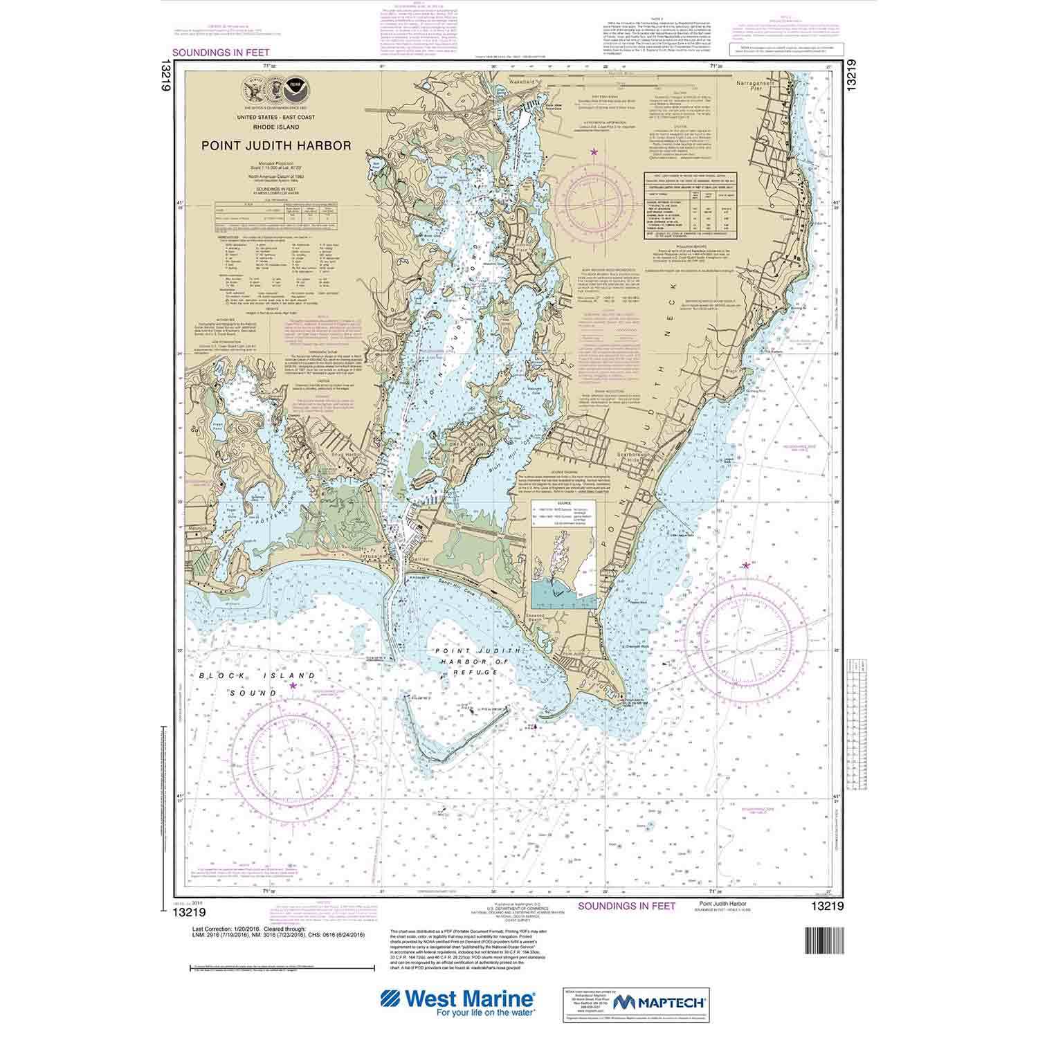 NOAA Maptech® NOAA Recreational Waterproof Chart-Point Judith Harbor, 13219