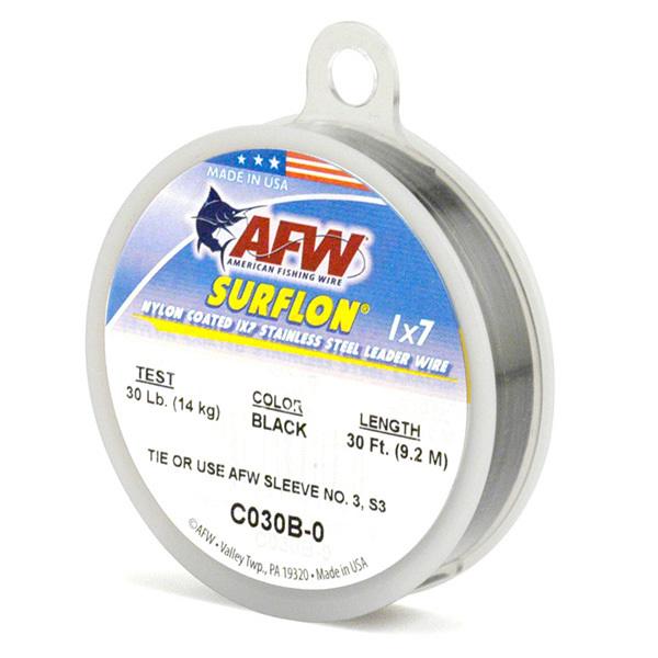 AMERICAN FISHING WIRE Surflon Nylon Coated Stainless Leader Wire, 30 ...