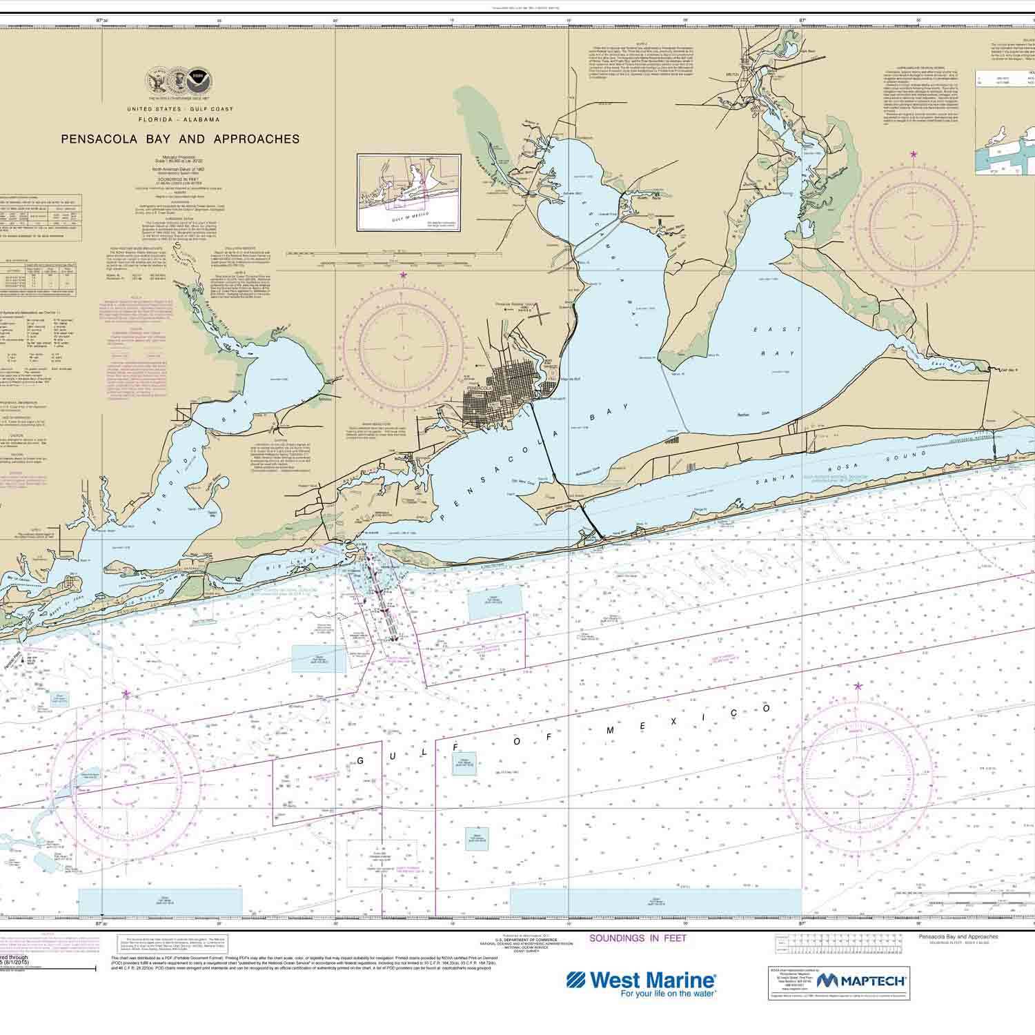 NOAA Maptech® NOAA Recreational Waterproof Chart-Pensacola Bay and ...