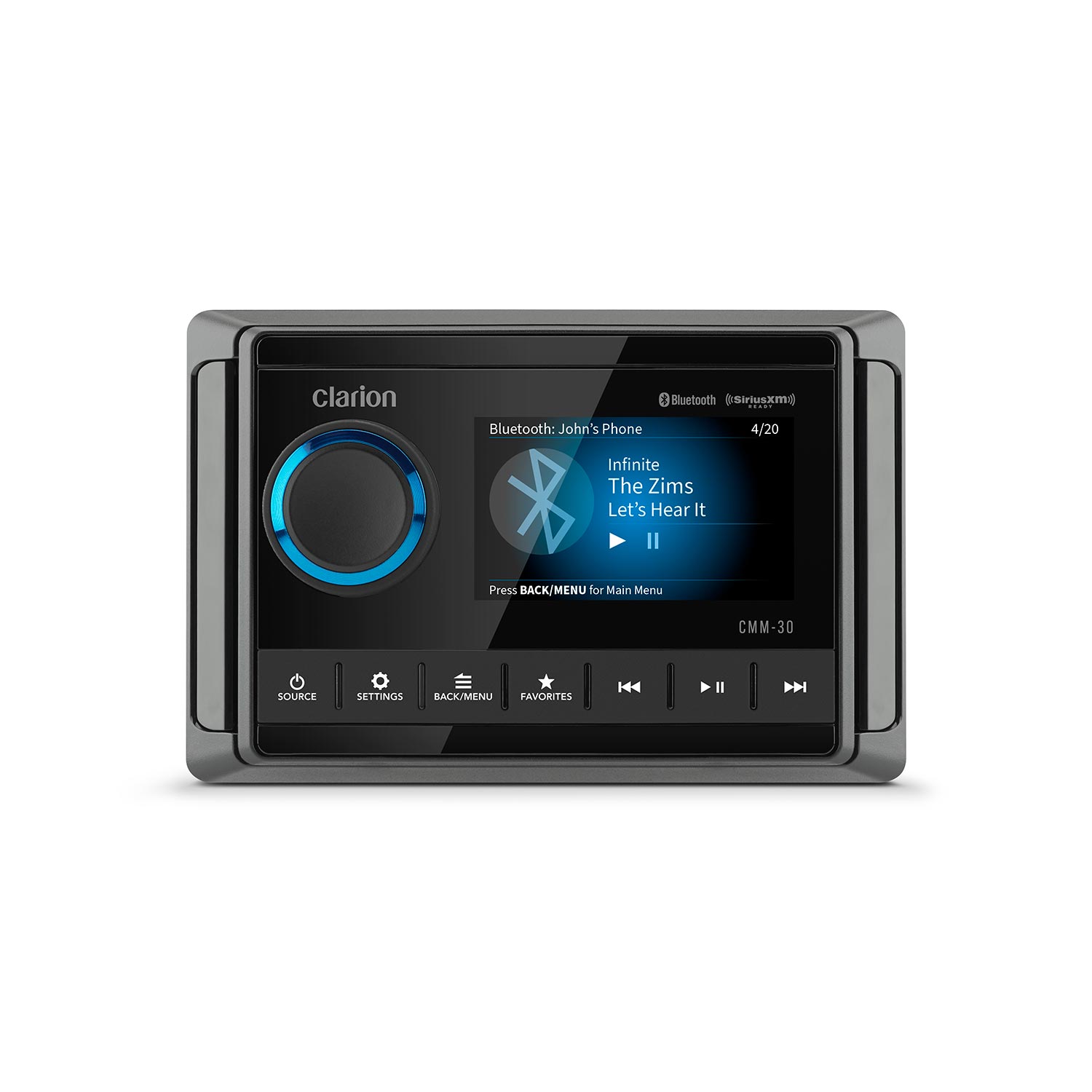 Clarion CMM‑30 Marine Source Unit Full‑Color LCD, Bluetooth