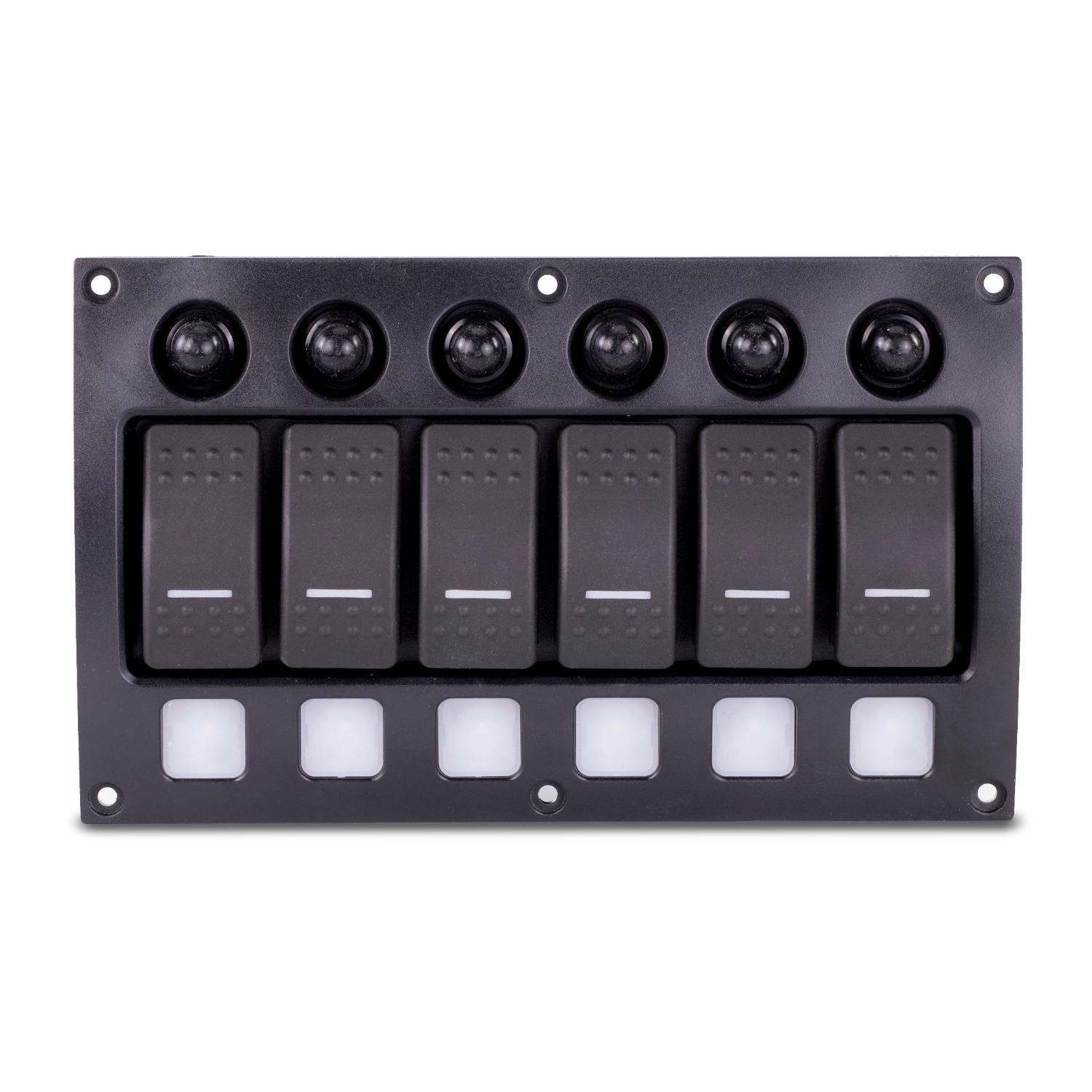 SIERRA Switch Panel, Weather Resistant 6P Contura Rocker w/ Circuit Breaker