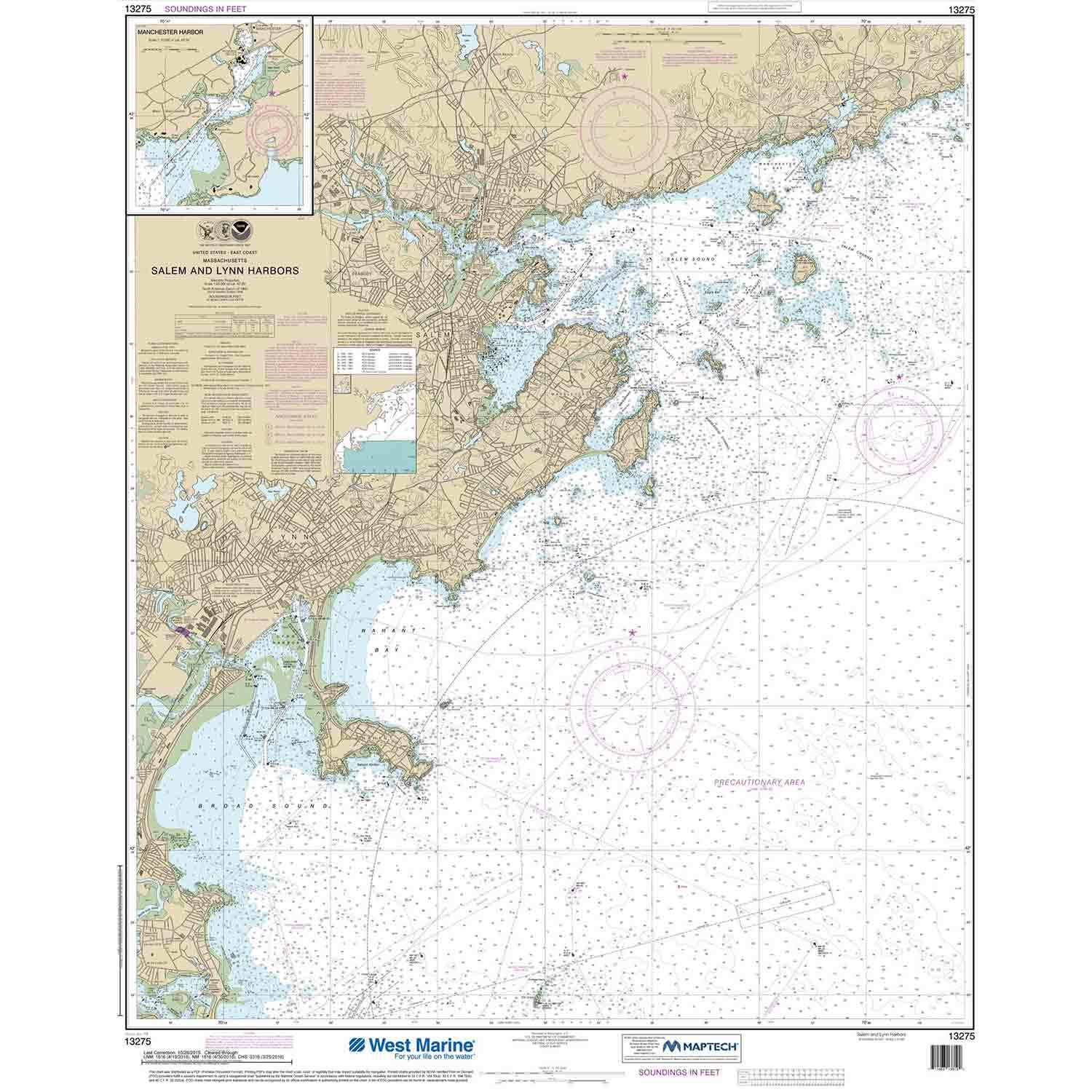 NOAA Maptech® NOAA Recreational Waterproof Chart-Salem and Lynn Harbors ...