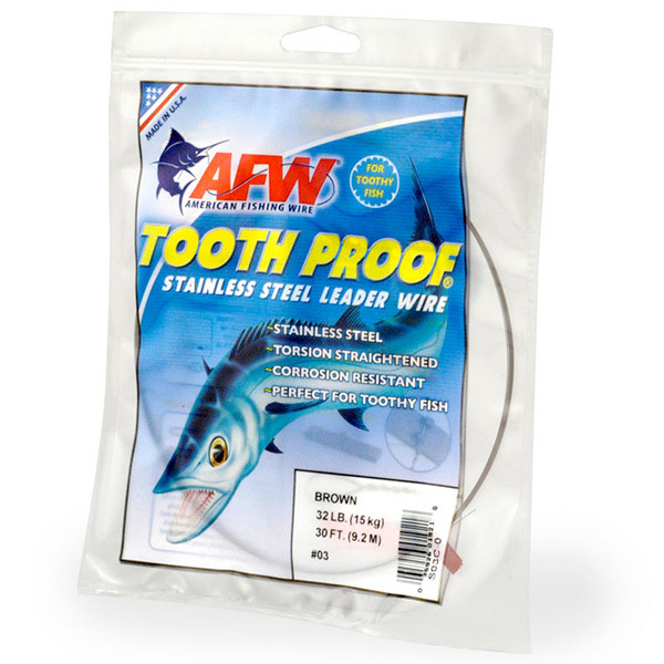 AMERICAN FISHING WIRE #5 Tooth Proof® Stainless Steel Leader Wire, 44lb ...