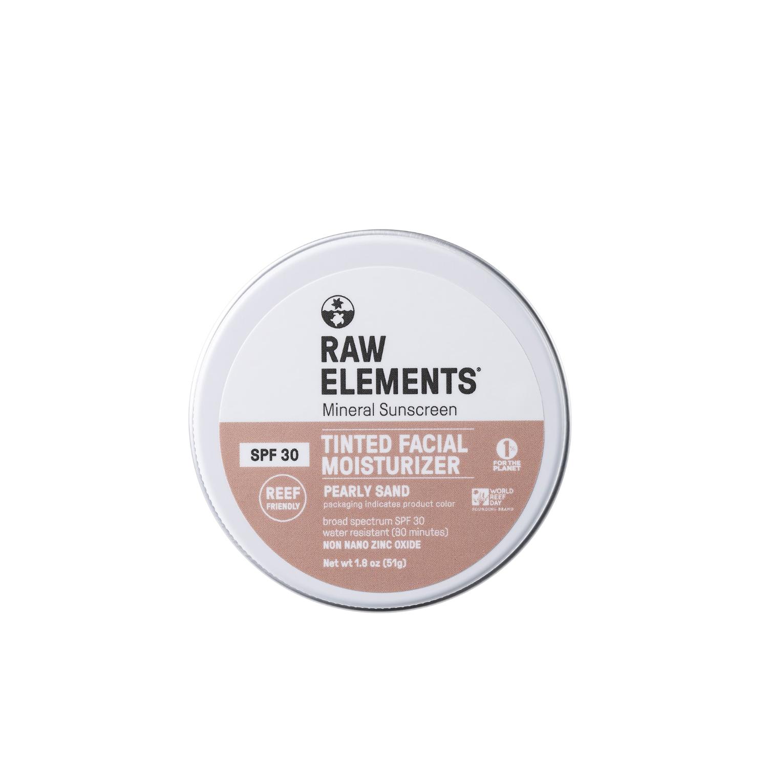 RAW ELEMENTS Tinted Sunscreen, Tin, Pearly Sand, SPF 30, 1.8 oz.