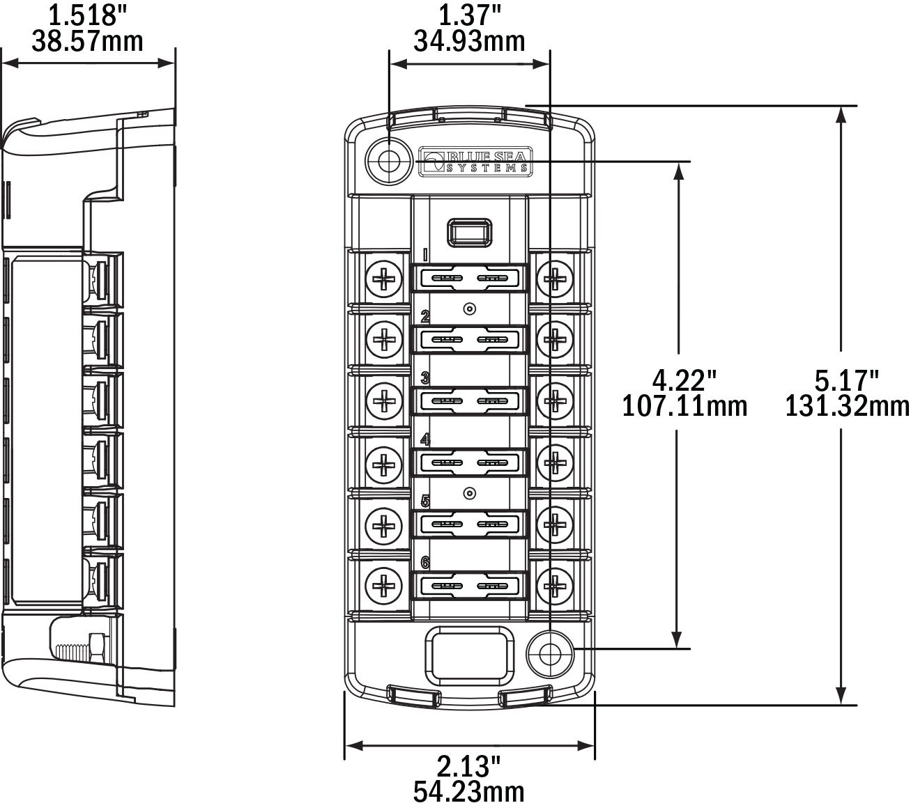 BLUE SEA SYSTEMS ST Blade 6-Position Fuse Block