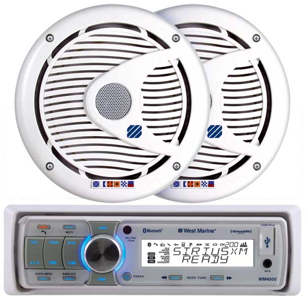 West Marine WM4000 Bluetooth Marine Receiver & Speaker Pack