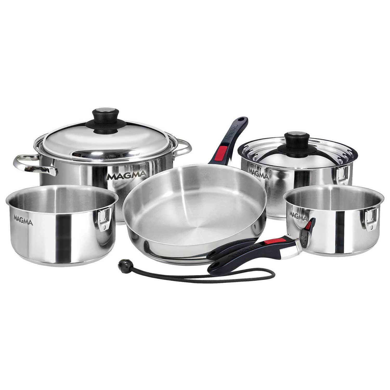 MAGMA 10-Piece Nesting Cookware, Stainless Steel Induction