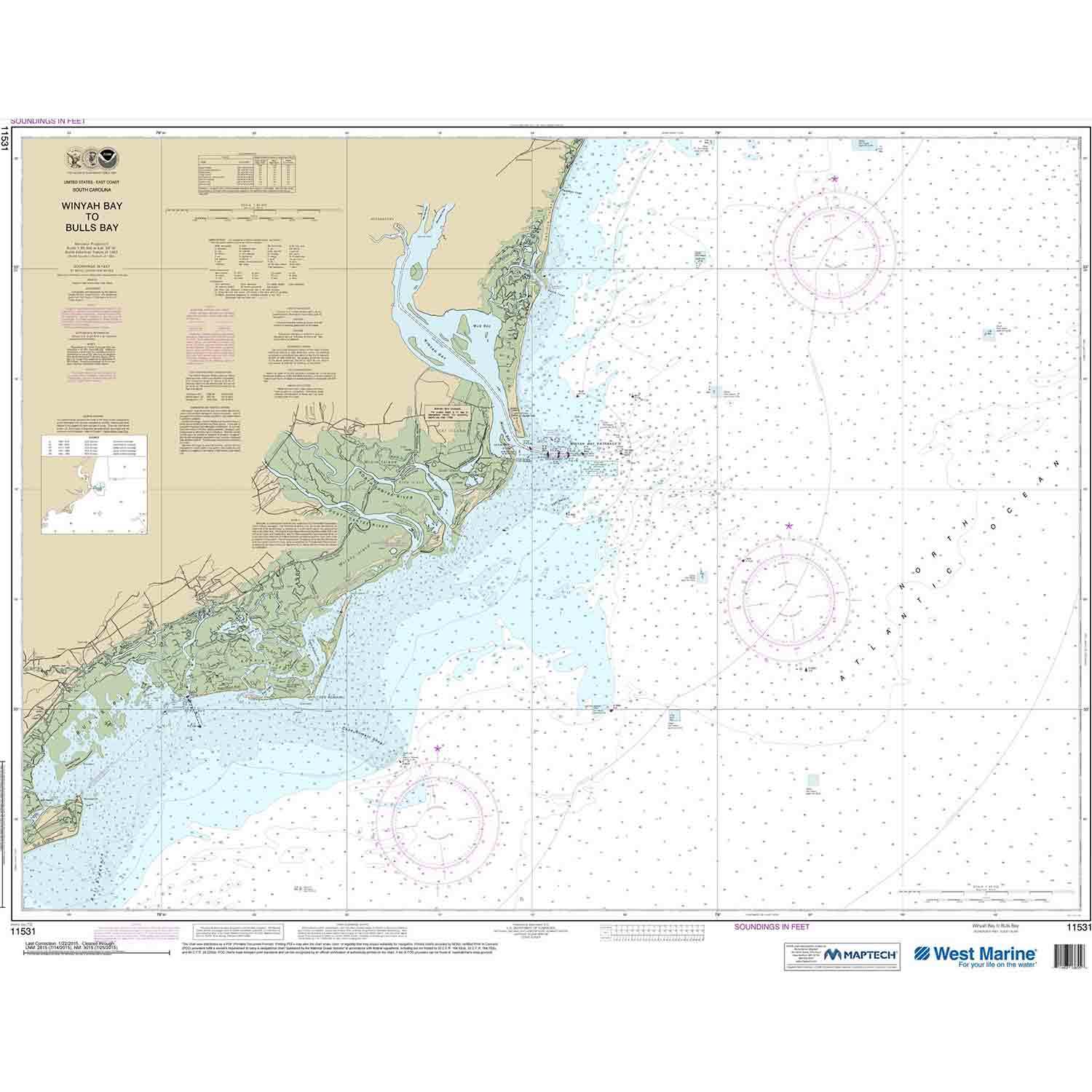 NOAA Maptech® NOAA Recreational Waterproof Chart-Winyah Bay to Bulls ...