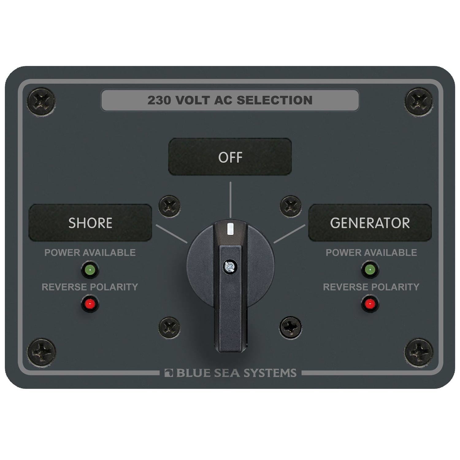 BLUE SEA SYSTEMS 2-Position 30A AC Rotary Switch Panel, OFF, 2 Poles