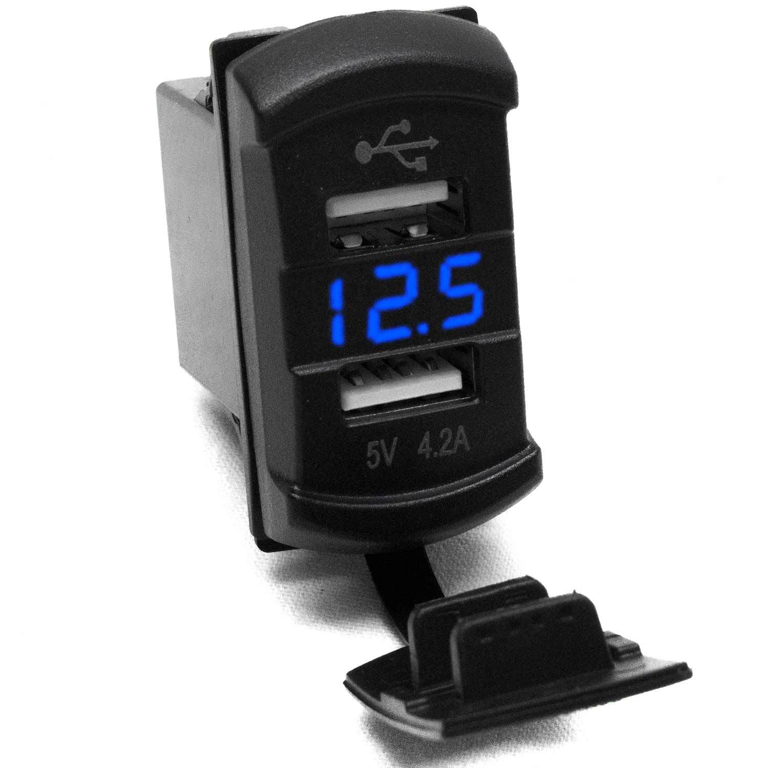 MARINE SPORT LIGHTING Dual Port USB Rocker Panel with Voltmeter, Blue