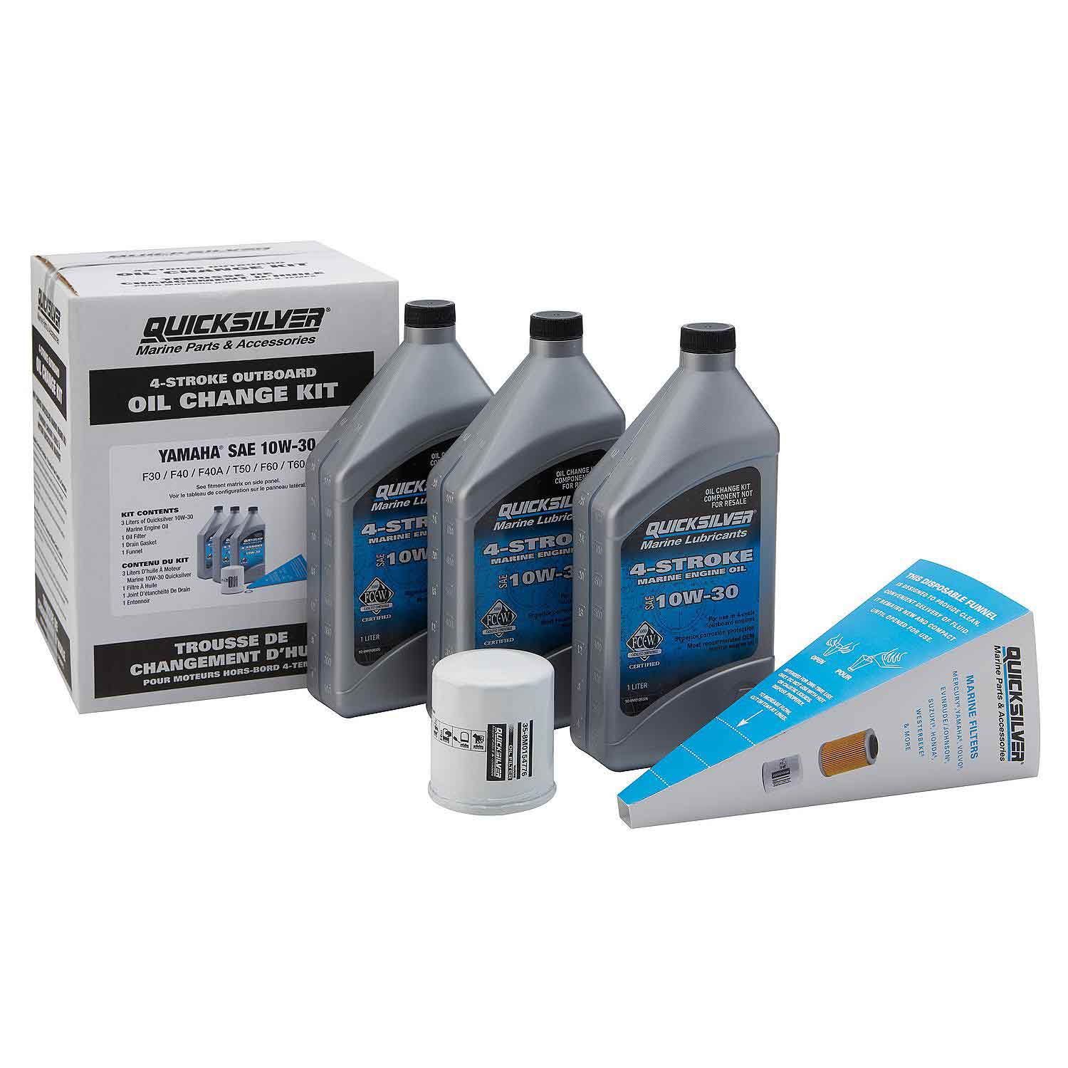 Quicksilver Oil Change Kit Yamaha F30–F70 10W‑30 3L