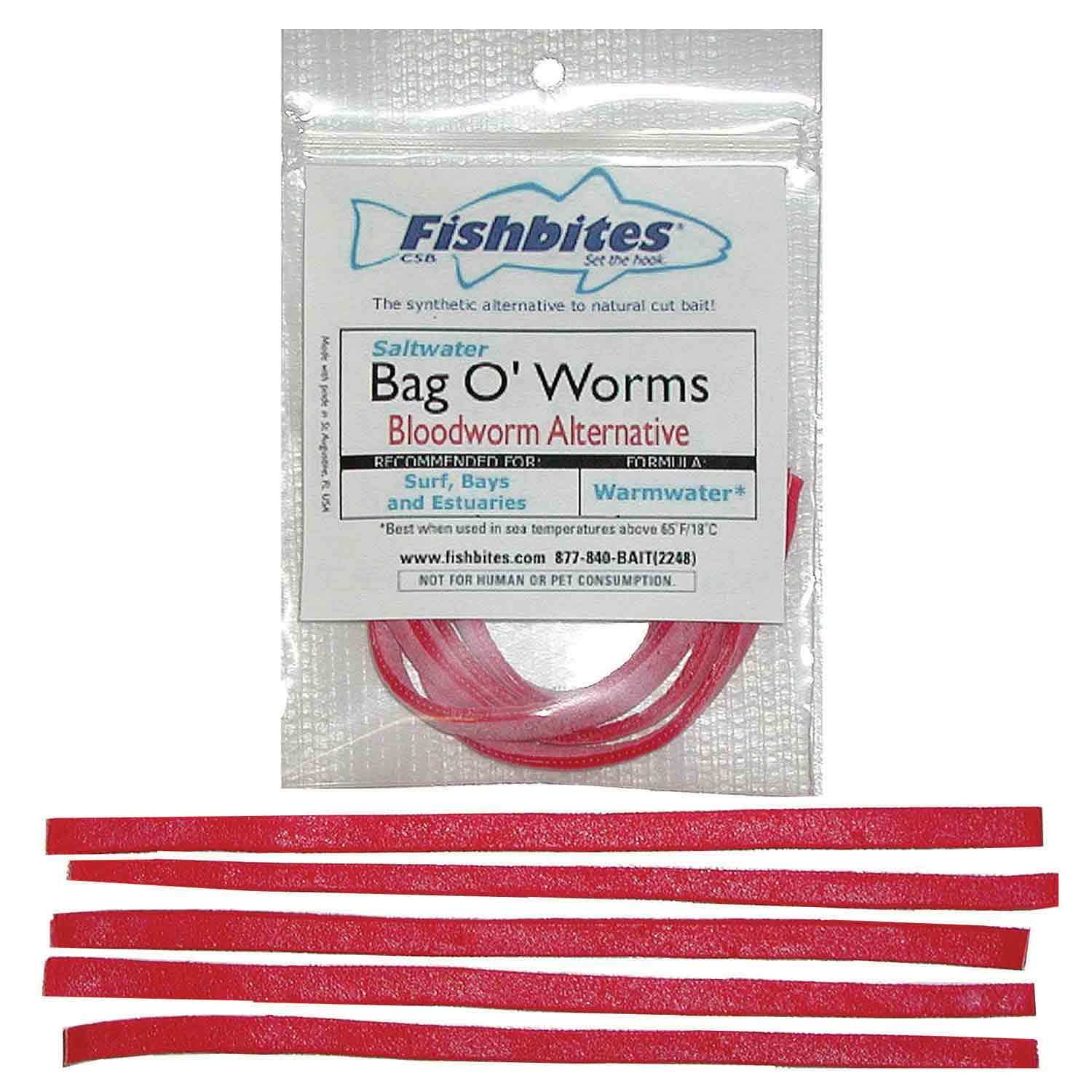 FISHBITES Bag O'Worms® Regular Longer Lasting Bait, 1/4" W x 12" L, Red