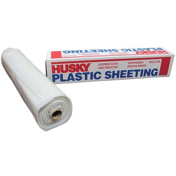 HUSKY 12' x 100' Plastic Sheeting, 4mil, Clear