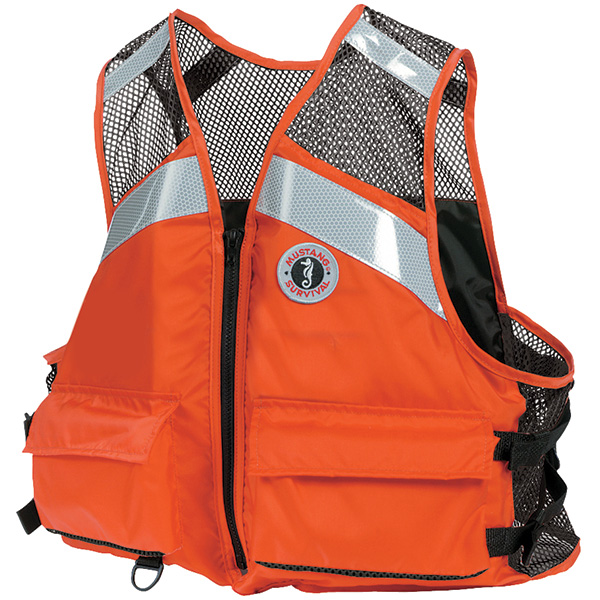MUSTANG SURVIVAL Industrial Mesh Life Jacket, Orange, 5XL