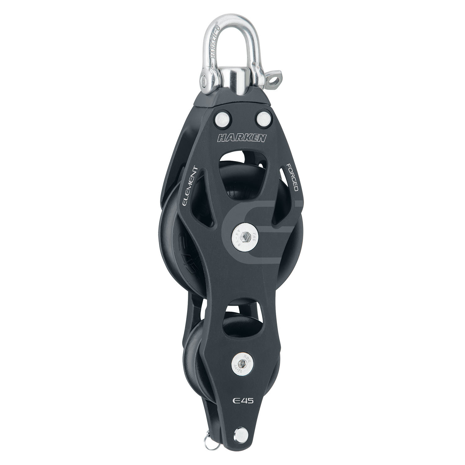 HARKEN 45 mm Element Fiddle Block with Becket and Swivel/Locking Shackle