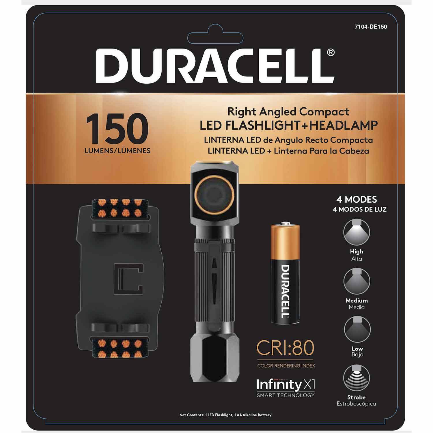DURACELL LED Flashlight, 150 Lumens