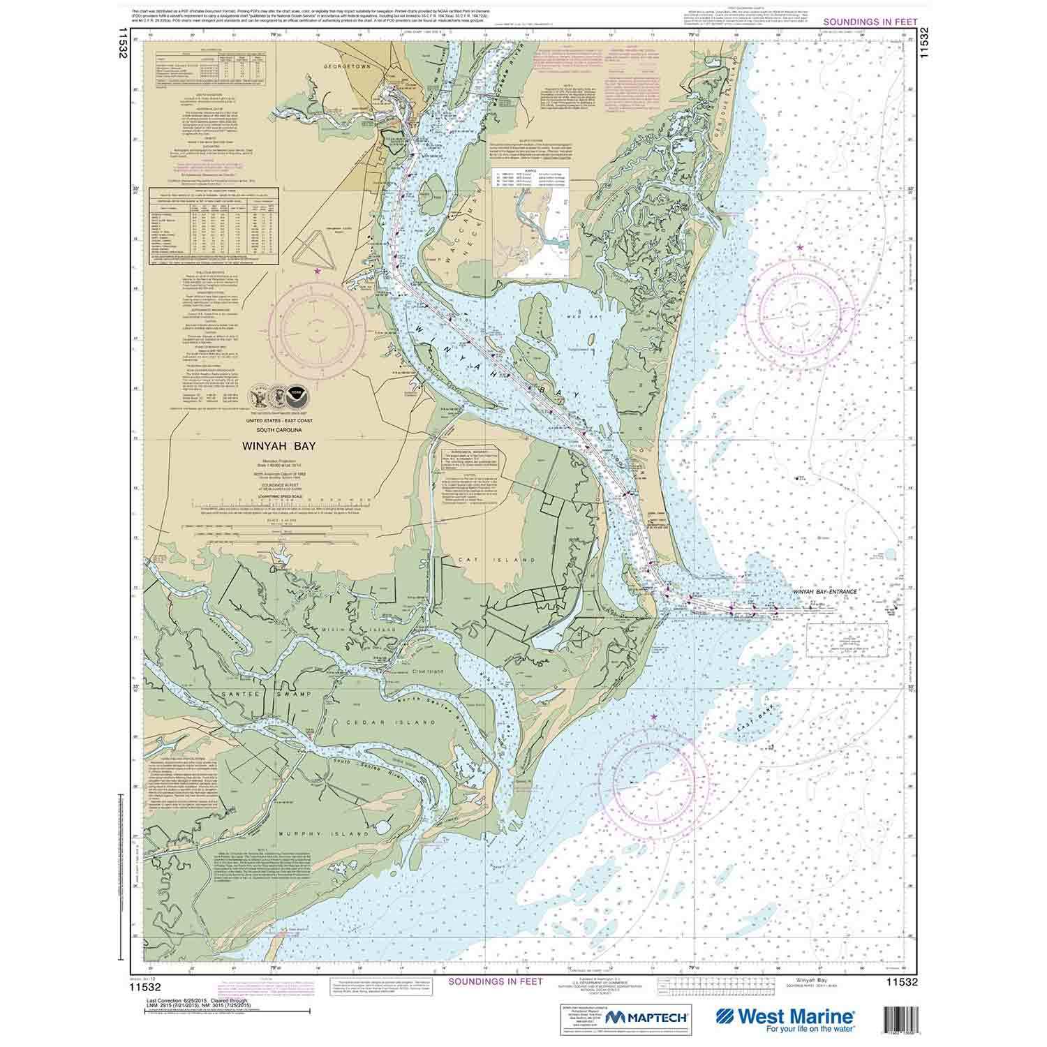 NOAA Maptech® NOAA Recreational Waterproof Chart-Winyah Bay, 11532