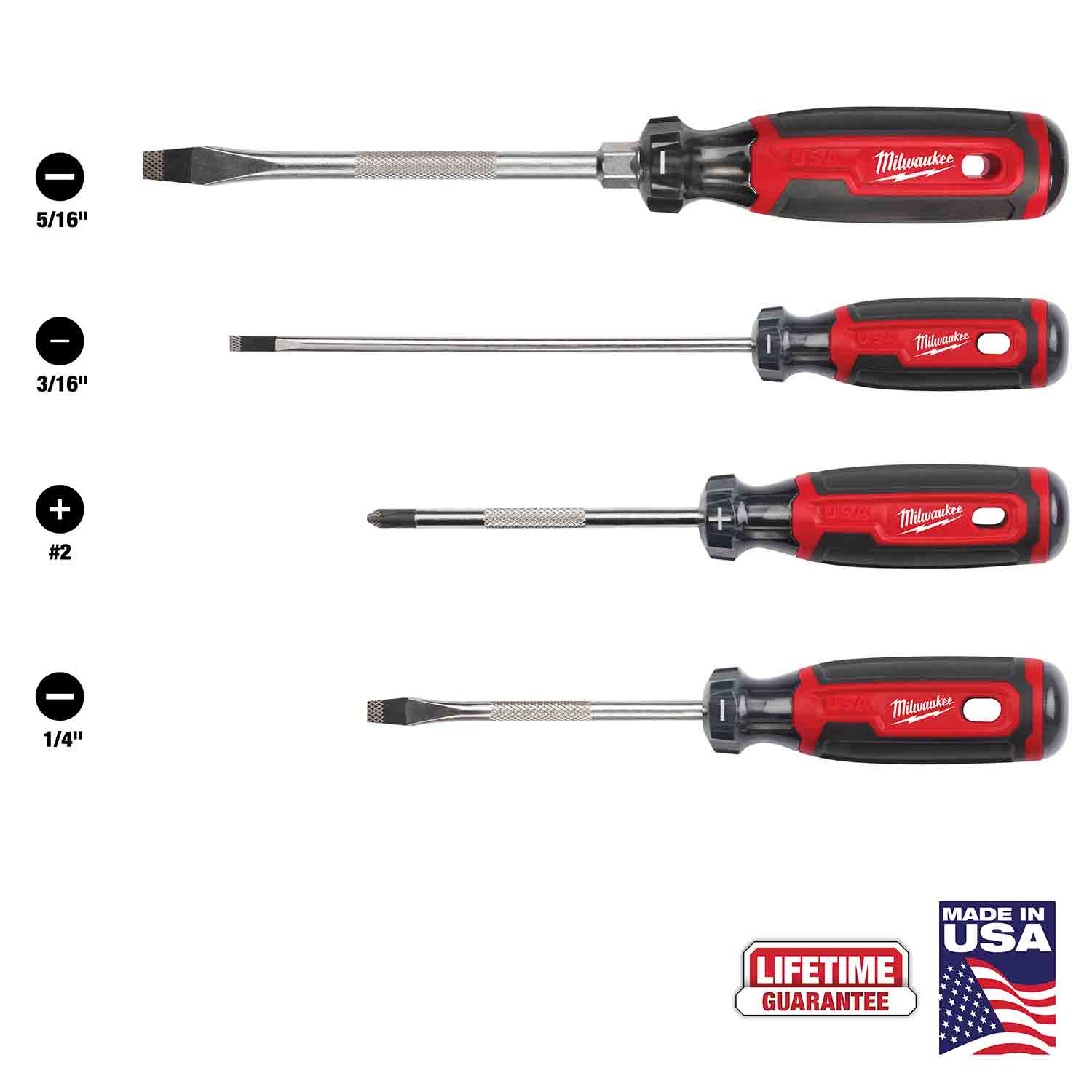 MILWAUKEE Cushion Grip Screwdriver Kit (USA). 4 Piece