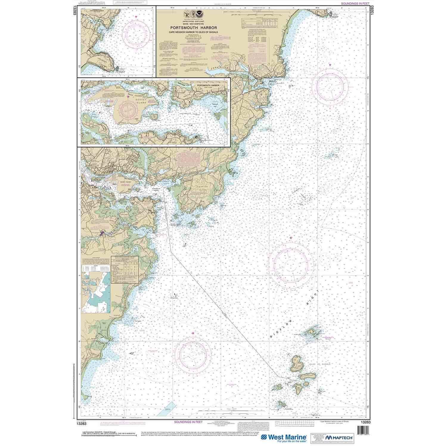 NOAA Maptech® NOAA Recreational Waterproof Chart-Portsmouth Harbor Cape ...