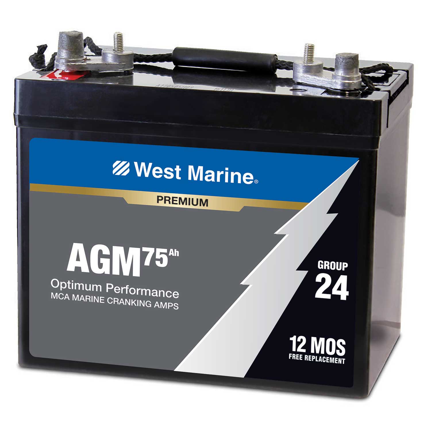 WEST MARINE Group 24 Dual-Purpose AGM Battery, 75 Amp Hours