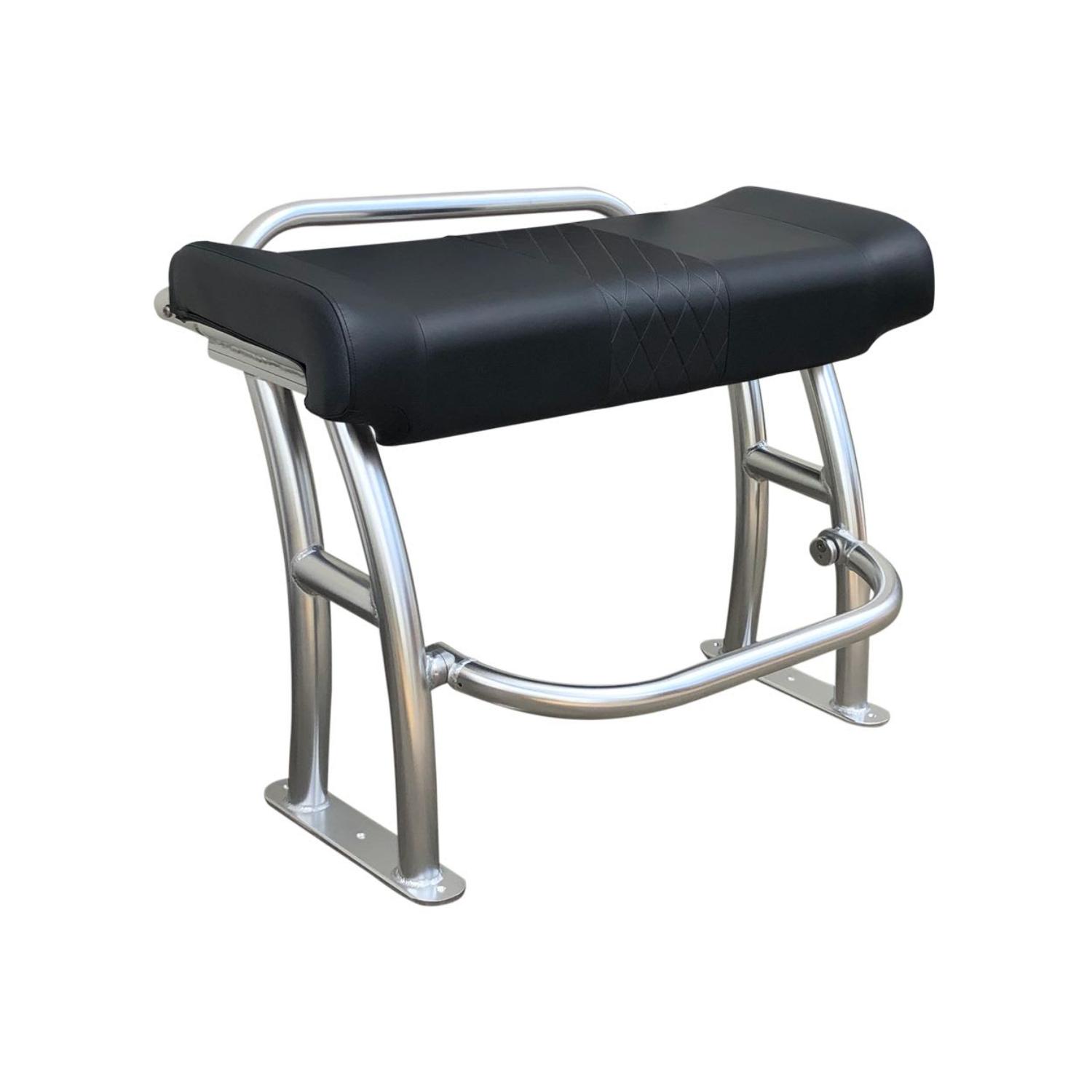 FISHMASTER Pro Series Leaning Post, Polished Frame, Grab Rail, Black Upholstery
