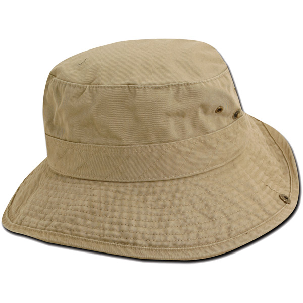 DORFMAN PACIFIC Drawstring Bucket Hat - Kahki/Black - M