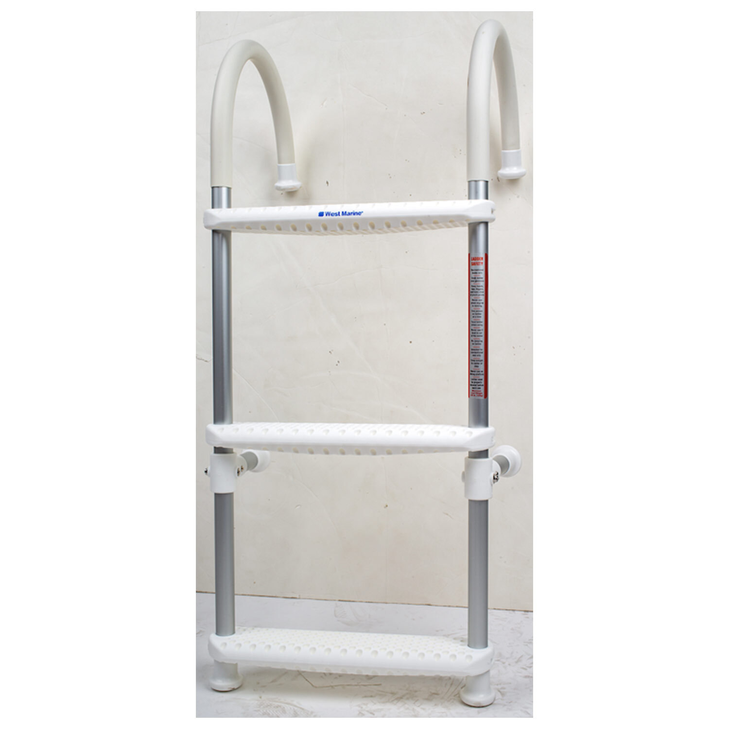 WEST MARINE 3-Step Gunwale-Mount Boarding Ladder, 7" Hook, White Steps