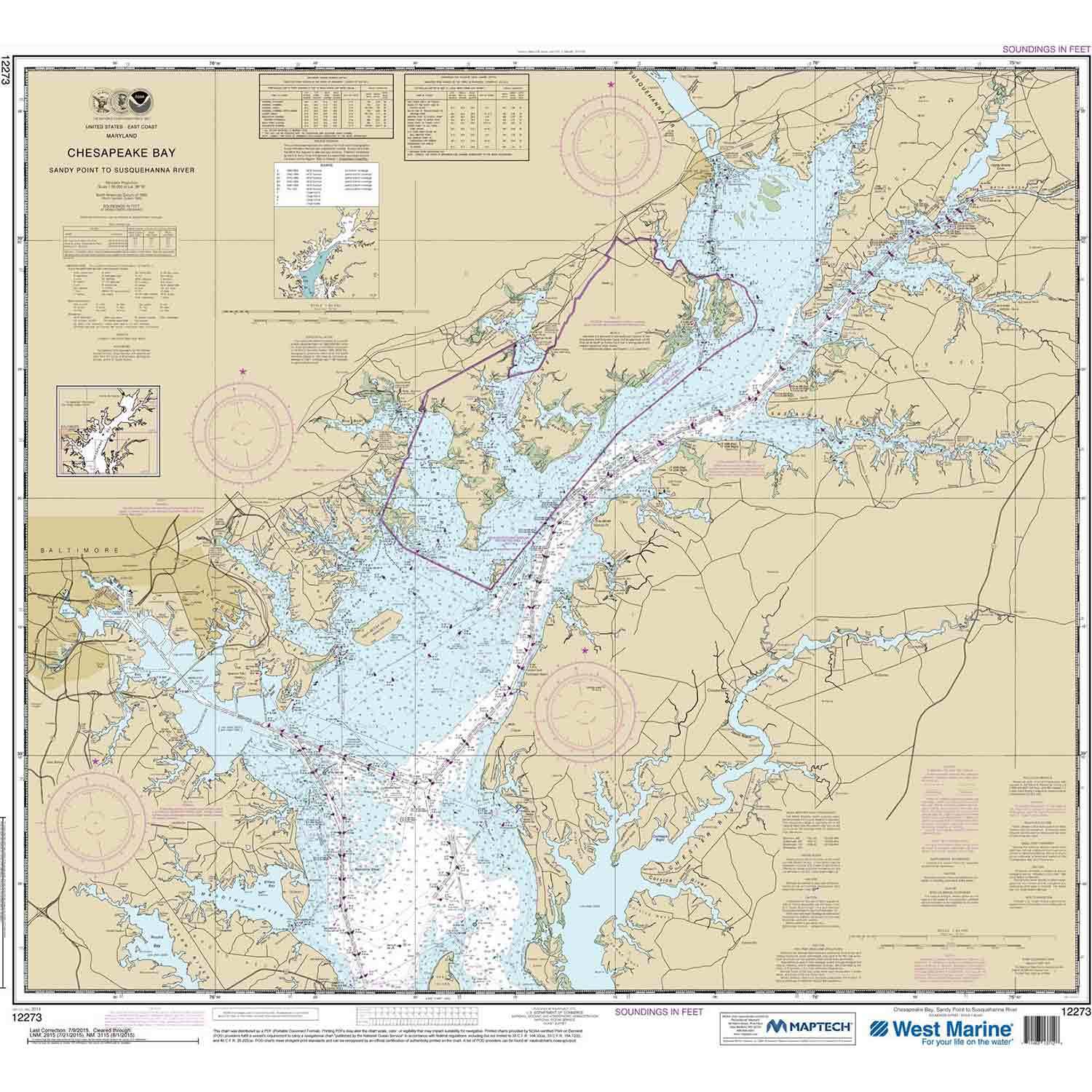 NOAA Maptech® NOAA Recreational Waterproof Chart-Chesapeake Bay Sandy ...