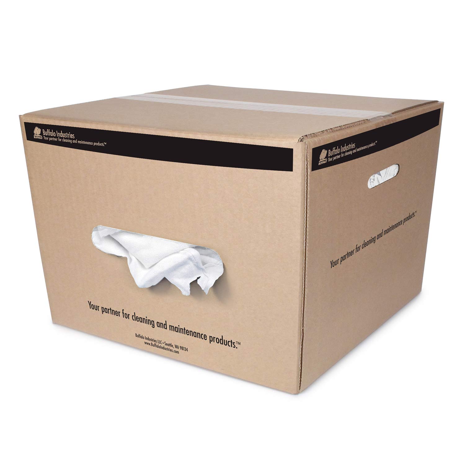 BUFFALO Recycled White Cloth Rags, 50 lb. Box