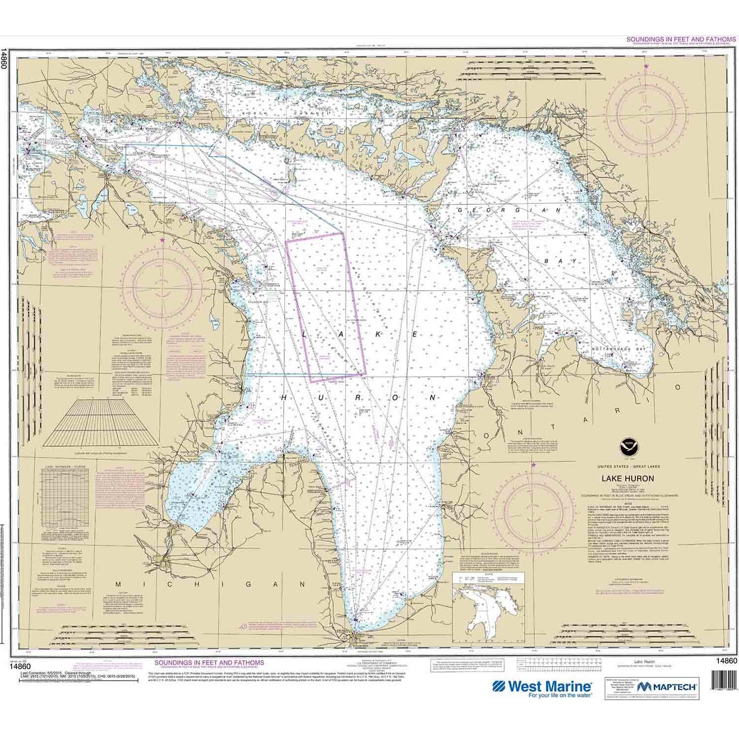 NOAA Maptech® NOAA Recreational Waterproof Chart-Lake Huron, 14860