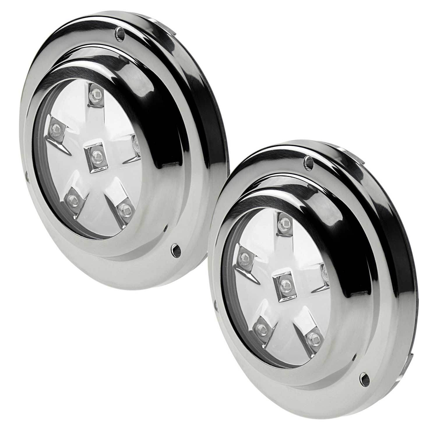 SeaVolt Round 6-LED Underwater Light | Blue Bezel 2-Pack