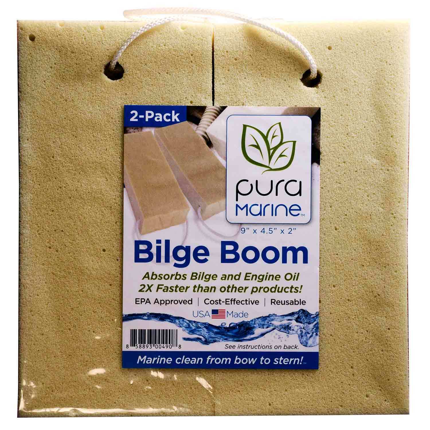 PURA MARINE Bilge Boom Oil Absorbant Sponge, 2-Pack