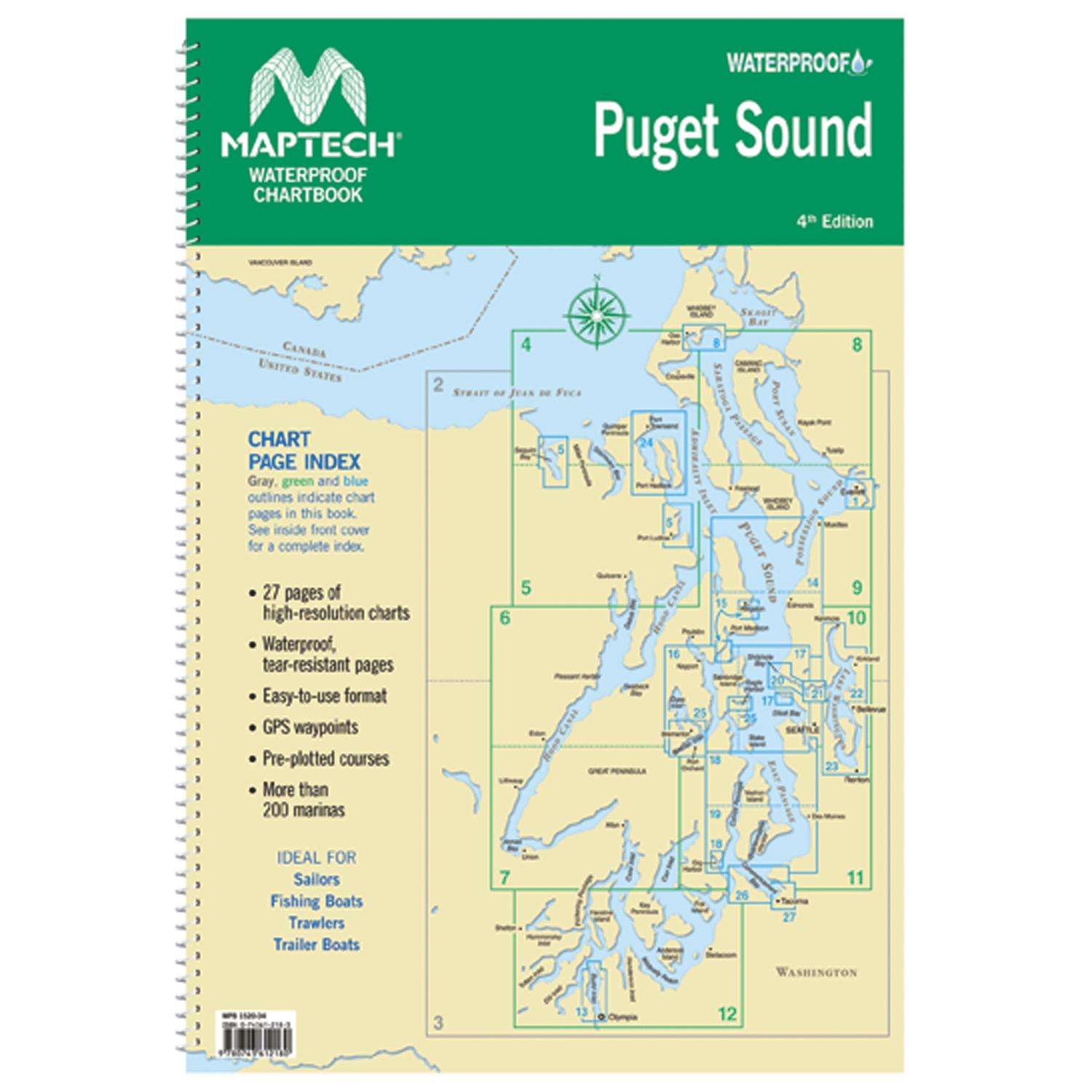 MAPTECH WPB1520-04WMDS Waterproof Chartbook Puget Sound, 4th Edition