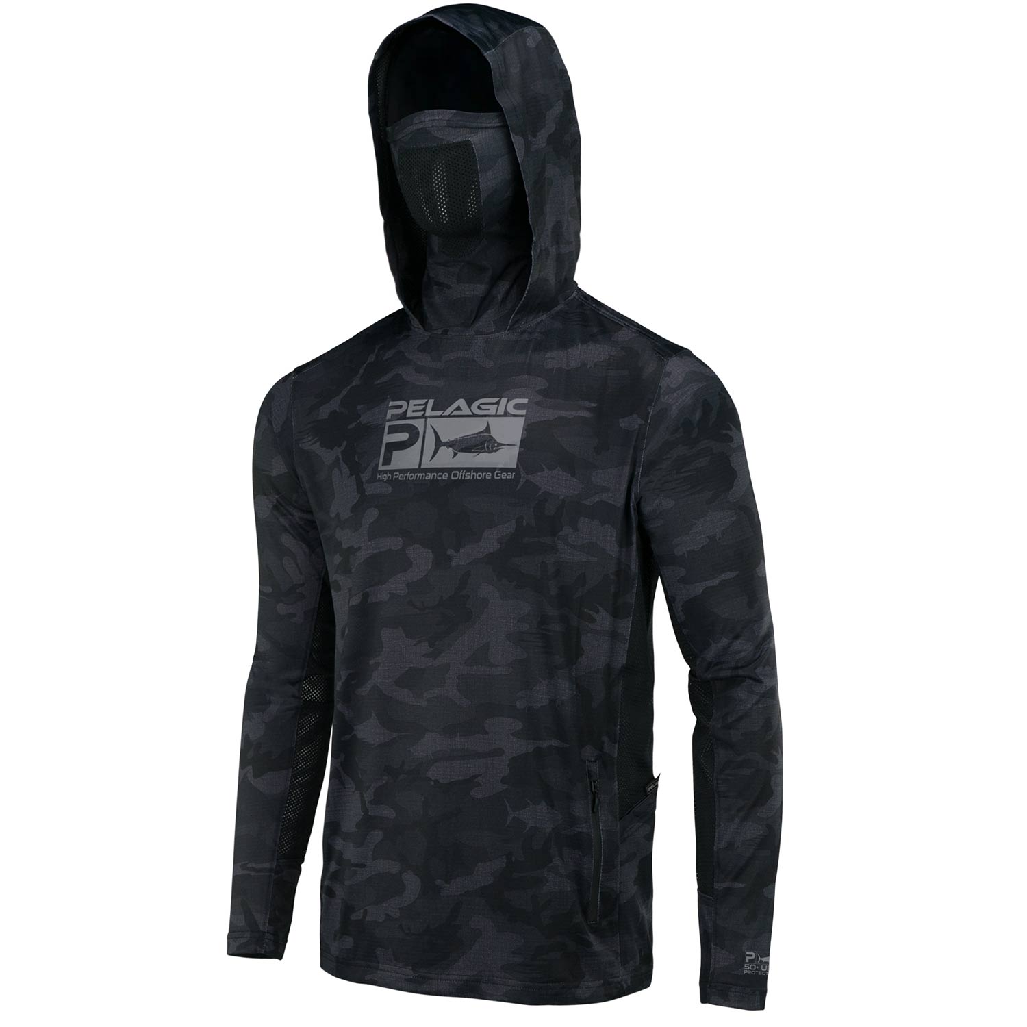 PELAGIC Men's Exo-Tech Fish Camo Hooded Shirt