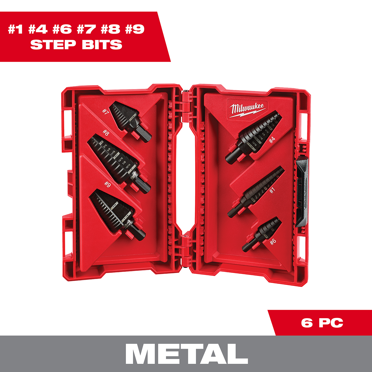 MILWAUKEE Step Drill Bit Set, 6 Piece