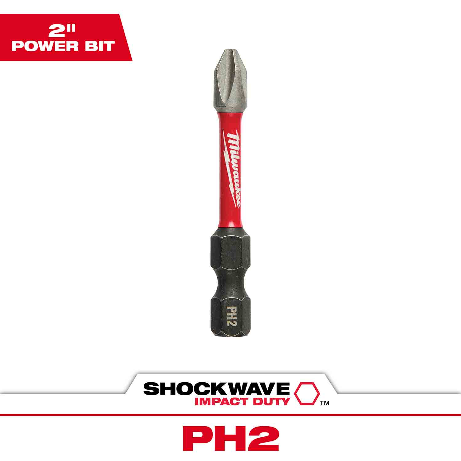 MILWAUKEE SHOCKWAVE™ 2" Impact Phillips #2 Power Bits, 250 Pack