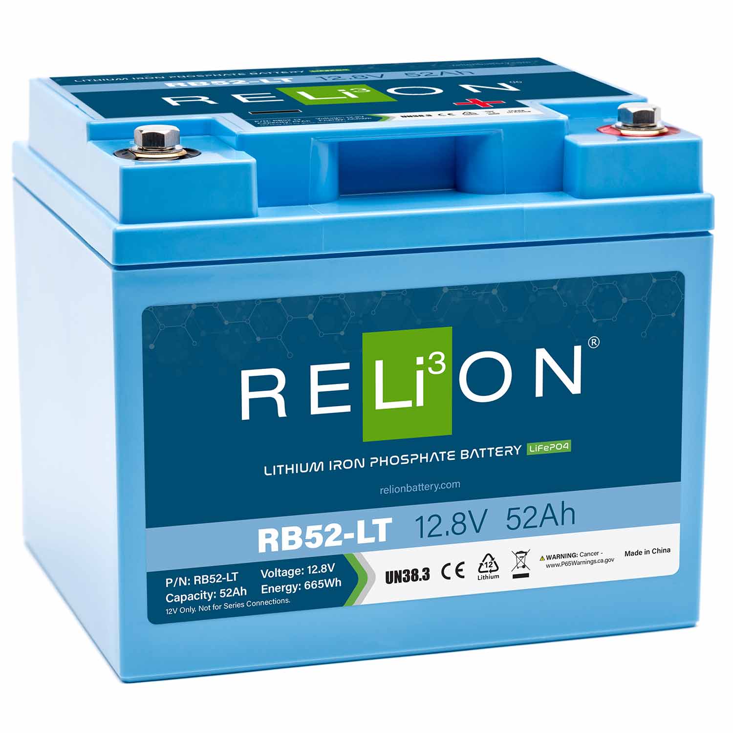 RELION RB52-LT Lithium Iron Phosphate Deep Cycle Battery, 12.8V, 50Ah