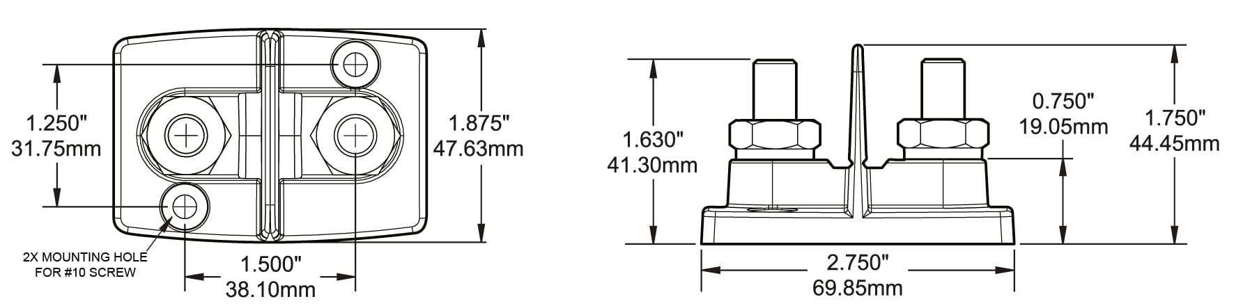 BLUE SEA SYSTEMS Dual PowerPost Cable Connectors