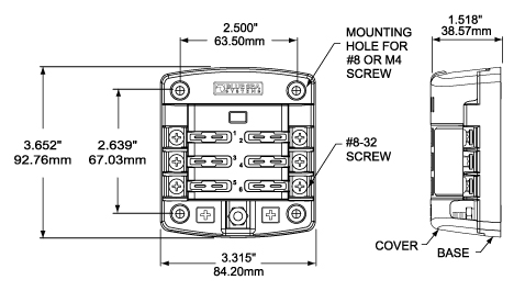 BLUE SEA SYSTEMS ST Blade Fuse Block, 6 Circuits with Cover