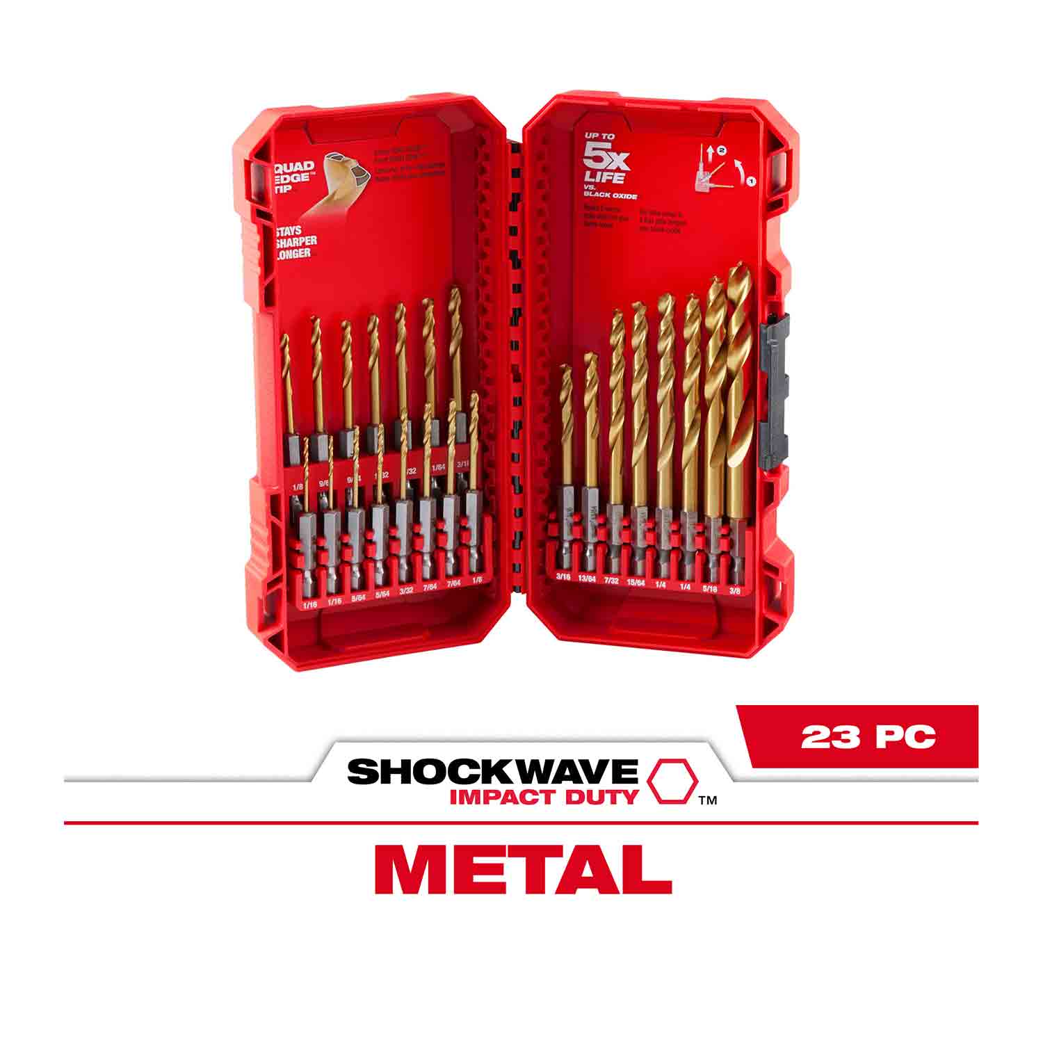 MILWAUKEE SHOCKWAVE Impact Duty™ RED HELIX™ Titanium Drill Bit Set, 23 ...