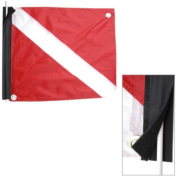 MARINE SPORTS Deluxe Nylon Dive Flag with Stiffener, 20" X 24"