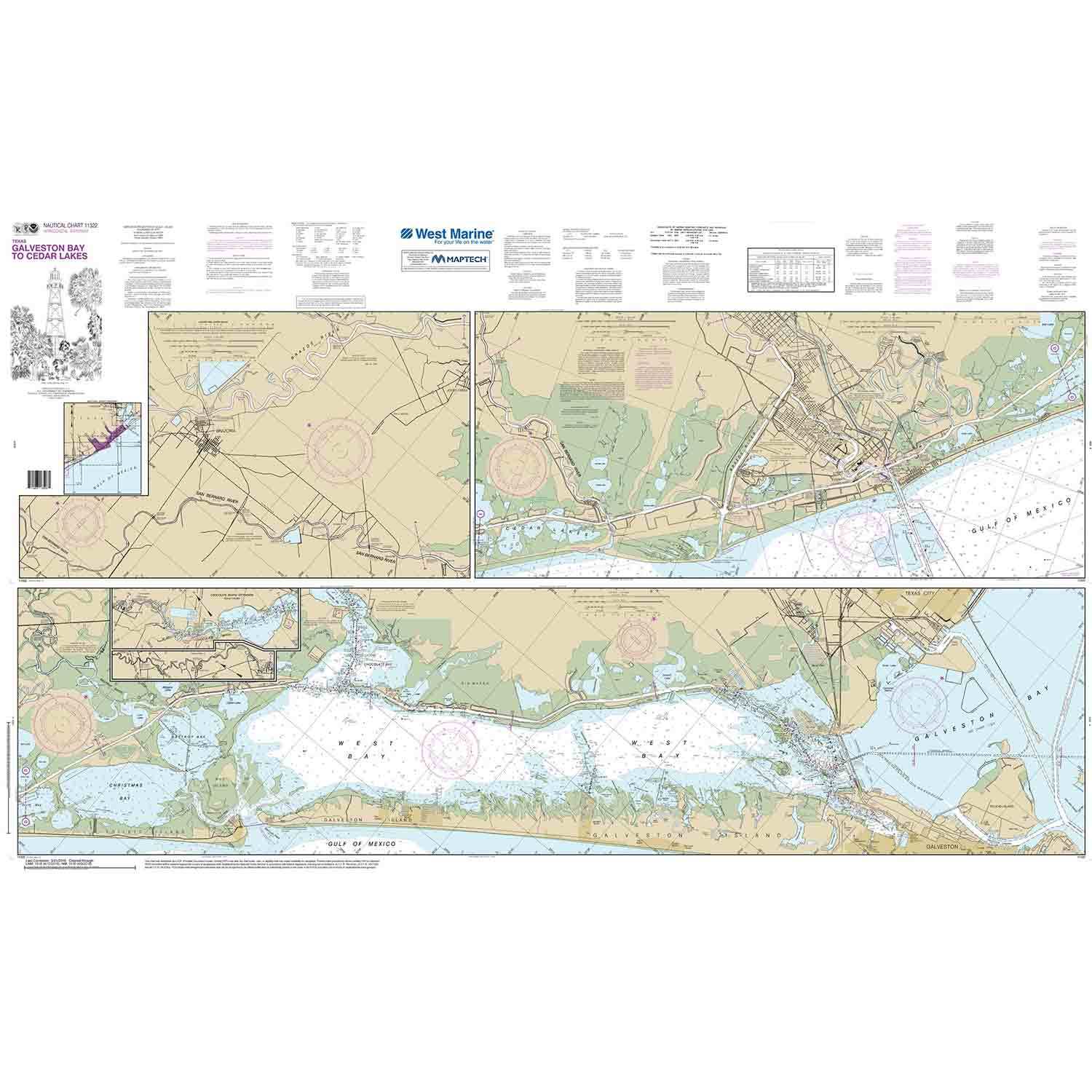 NOAA Waterproof Chart Galveston Bay to Cedar Lakes