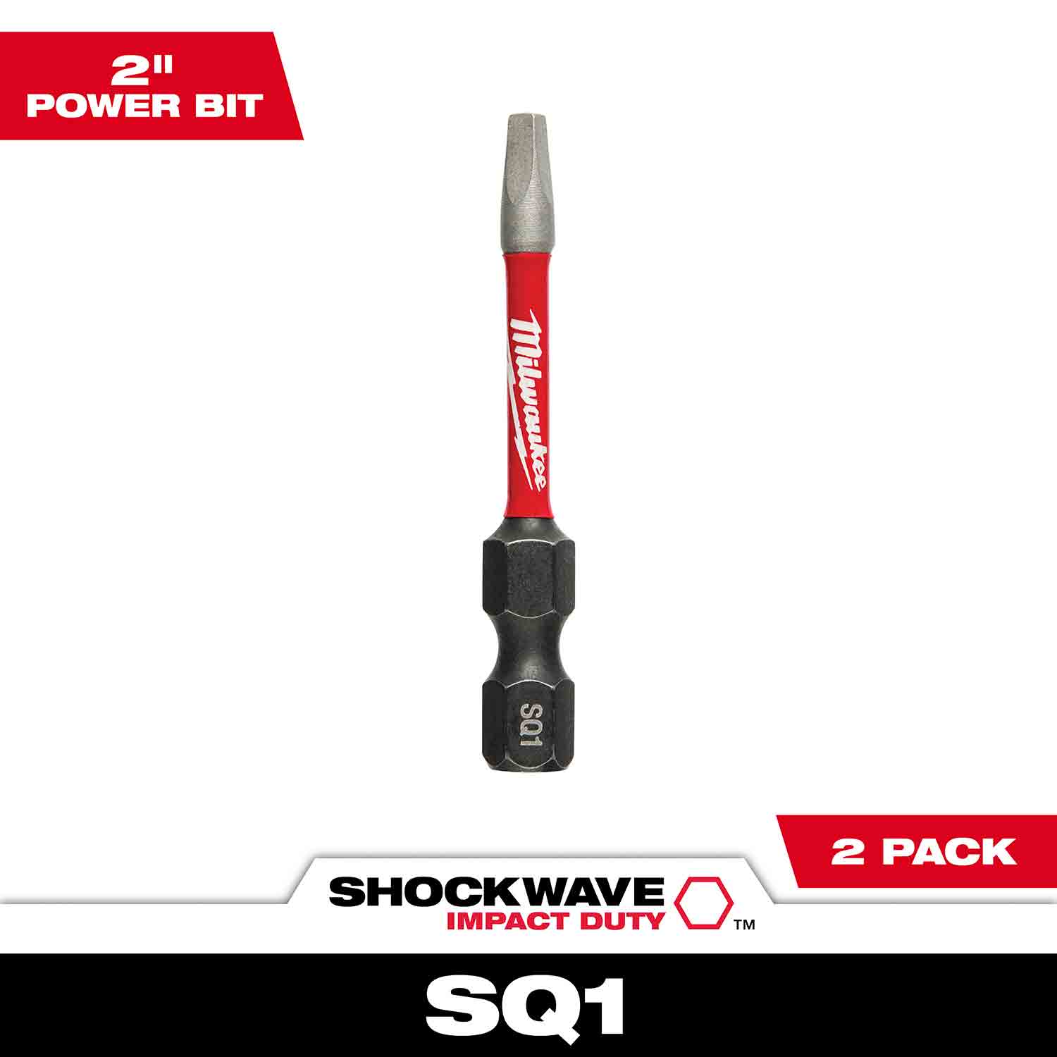 MILWAUKEE SHOCKWAVE™ 2" SQ1 Impact Bit, 2 Pack