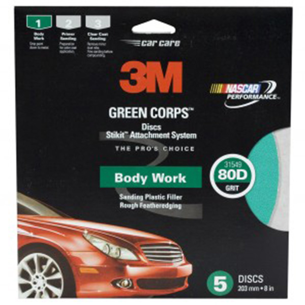 3M Green Production Disc, 8", 80D Grit, 5-Pack