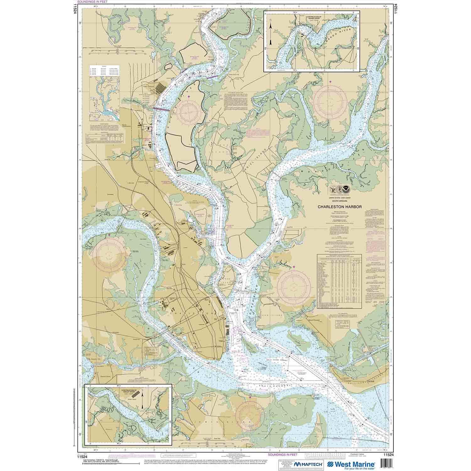 NOAA Maptech® NOAA Recreational Waterproof Chart-Charleston Harbor, 11524